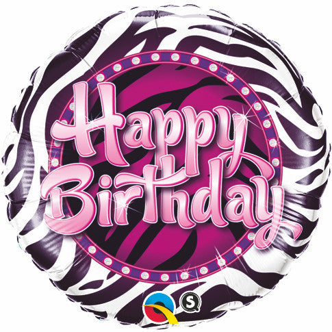 18" - Birthday Zebra Print – Balloon Saloon